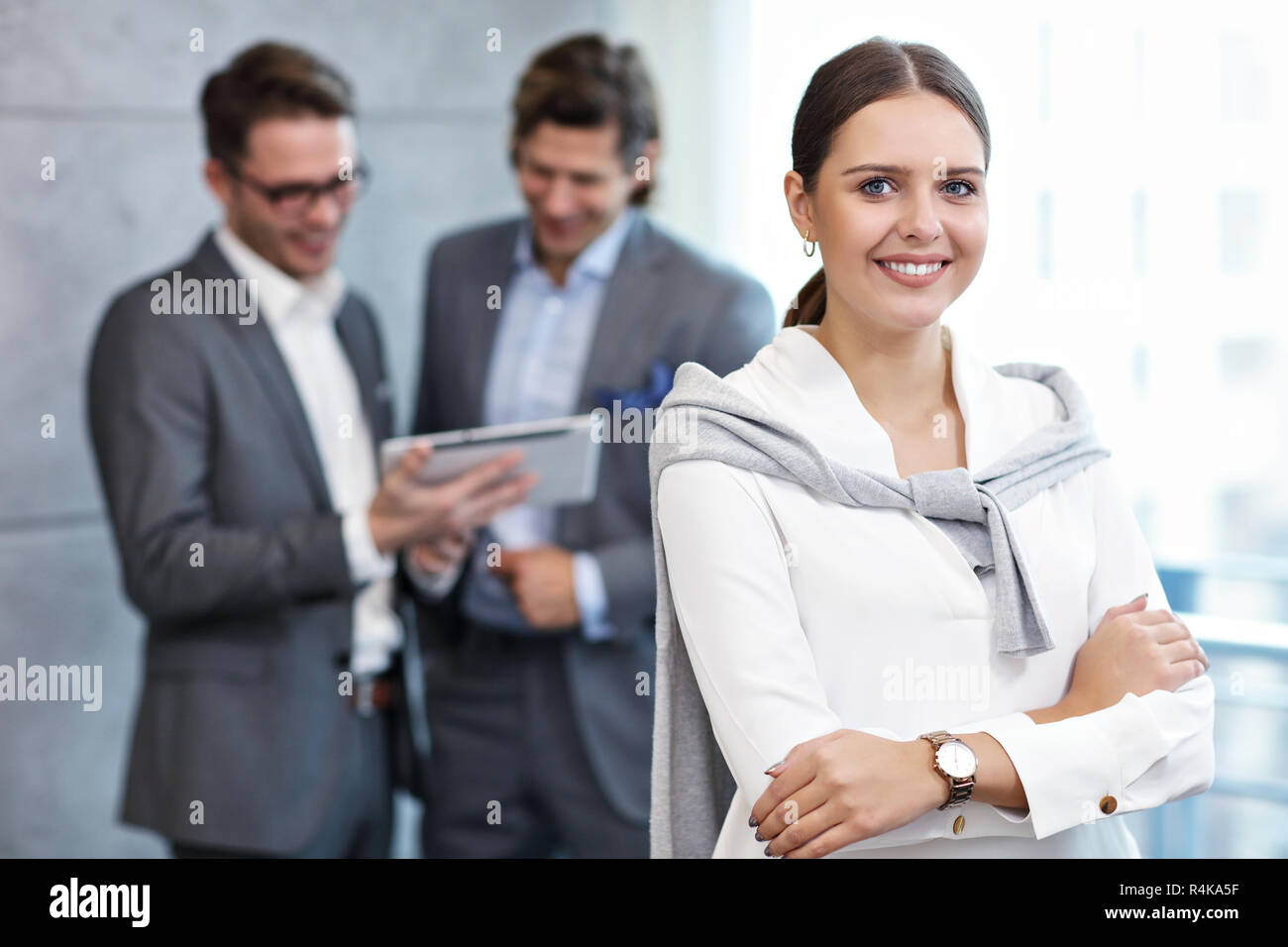 Businessman talking exchanging ideas colleagues hi-res stock ...