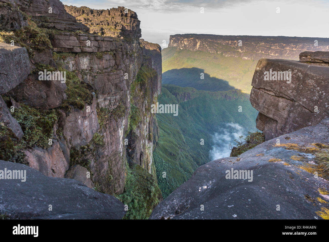 View from the Roraima tepui on Kukenan tepui at the mist - Venezuela ...