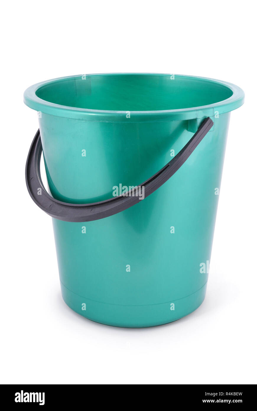 Green plastic bucket isolated on a white background Stock Photo - Alamy