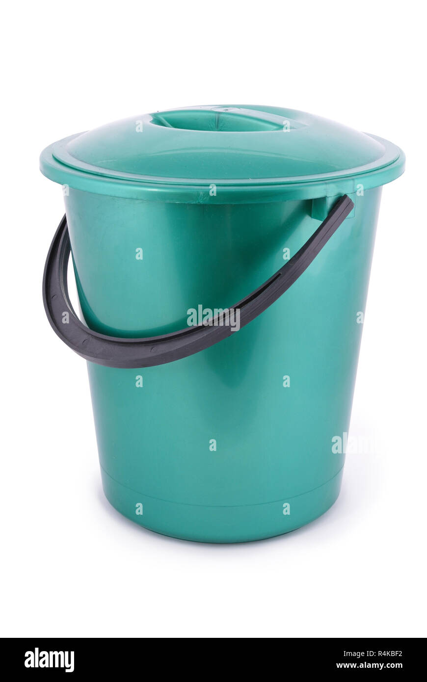Green plastic bucket isolated on a white background Stock Photo - Alamy