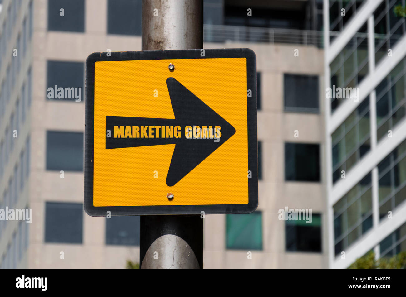 Directional sign with conceptual message MARKETING GOALS Stock Photo ...