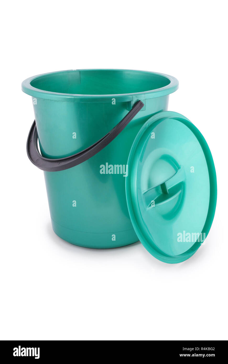 Green plastic bucket isolated on a white background Stock Photo - Alamy