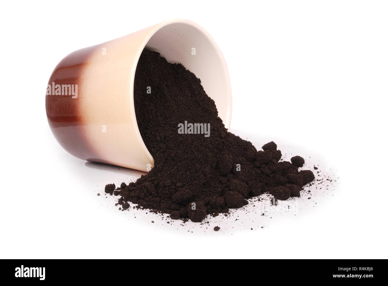 Fallen pot with a young plant on a white isolated background Stock ...