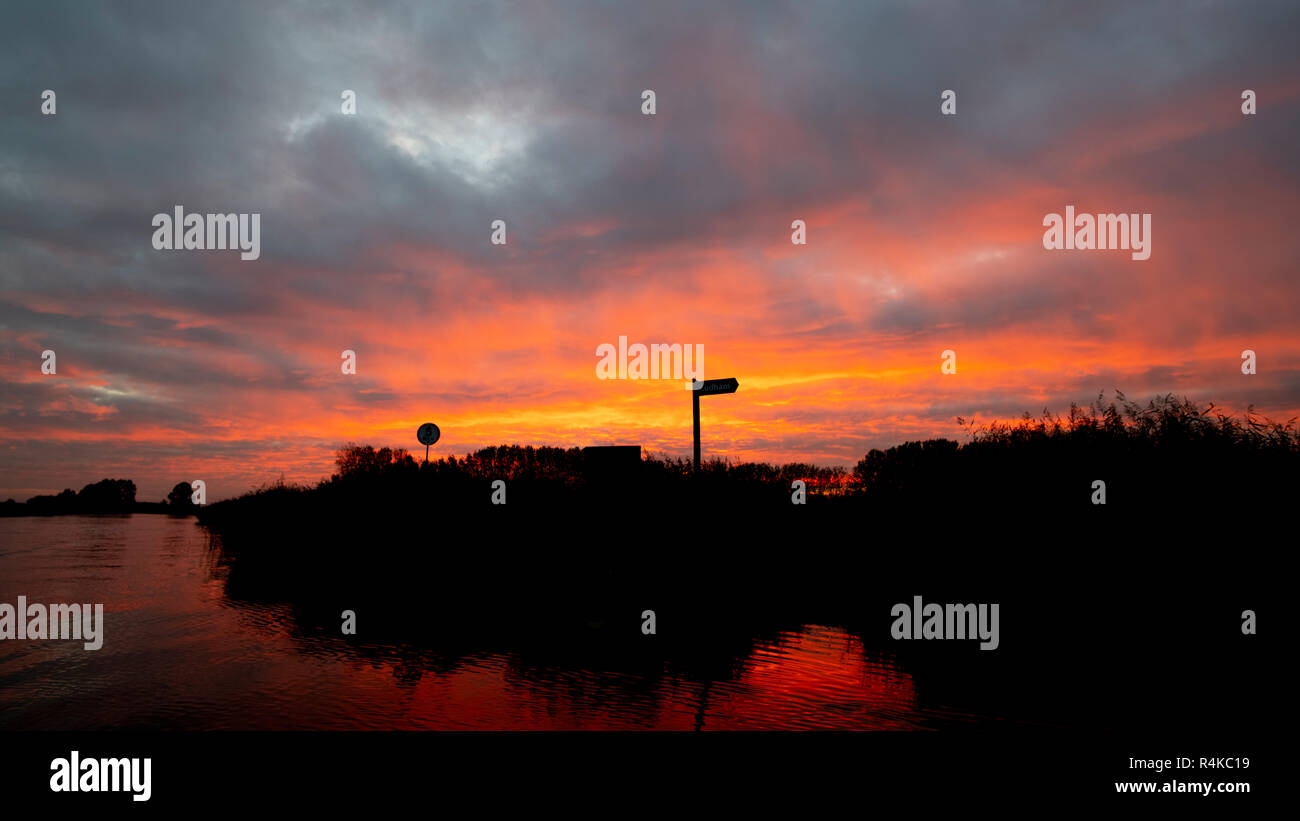 Norfolk Broads sunset Stock Photo - Alamy