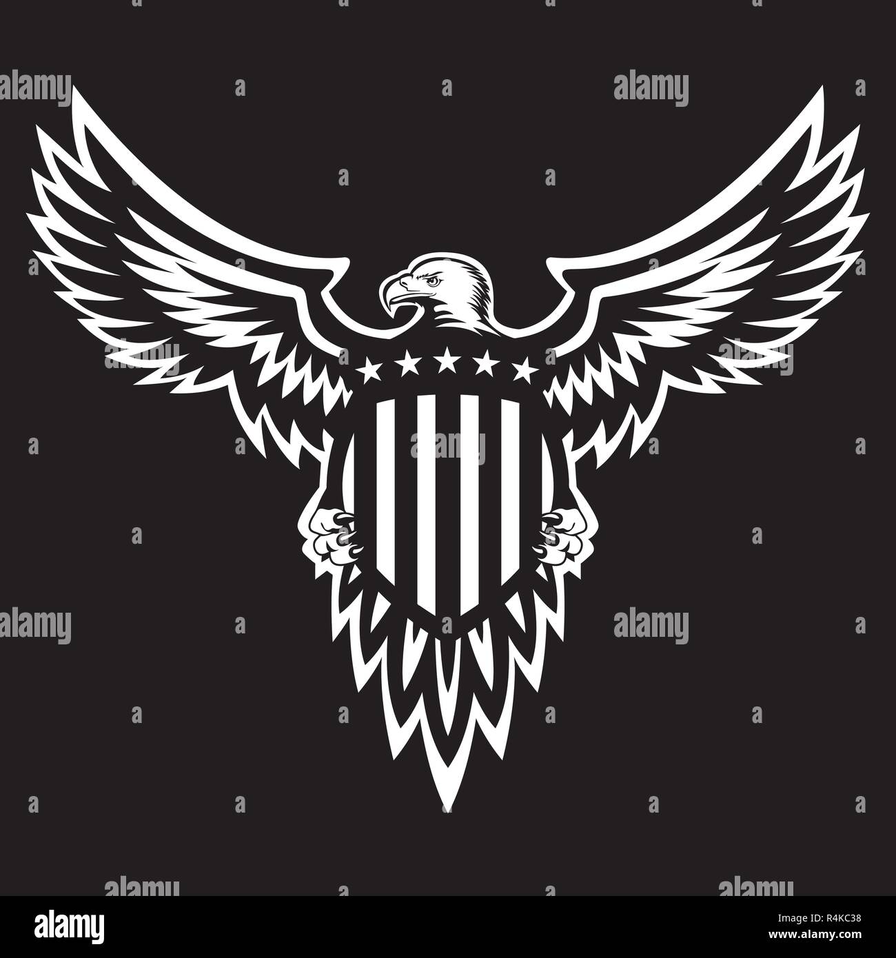 Patriotic American Eagle Vector Illustration, Wings Spread, Holding ... Patriotic American Eagle Vector Illustration, Wings Spread, Holding ...