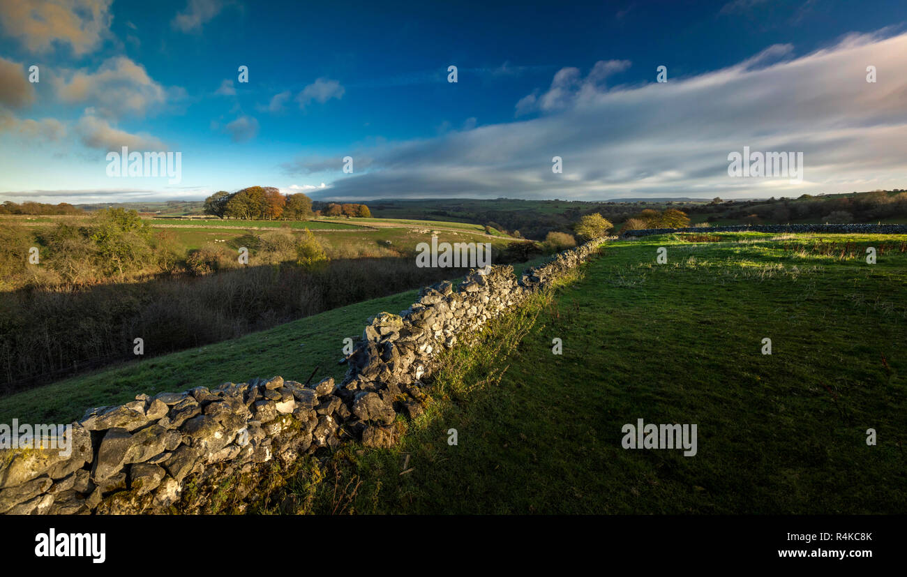 View at Dawn looking towards the Hills surrounding Millers Dale and ...