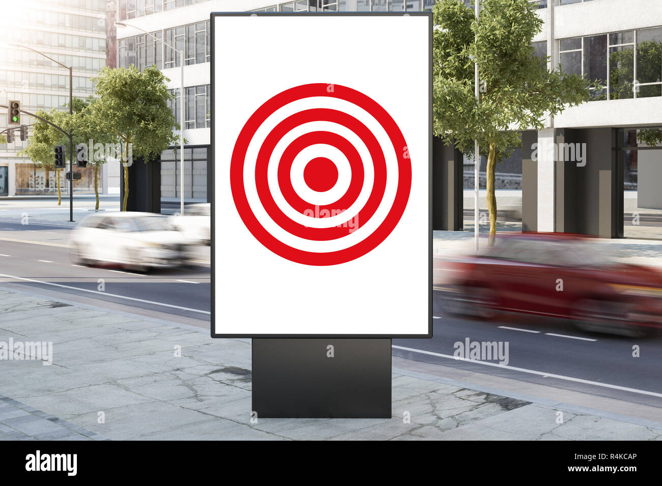 billboard on city street target poster 3d rendering Stock Photo - Alamy