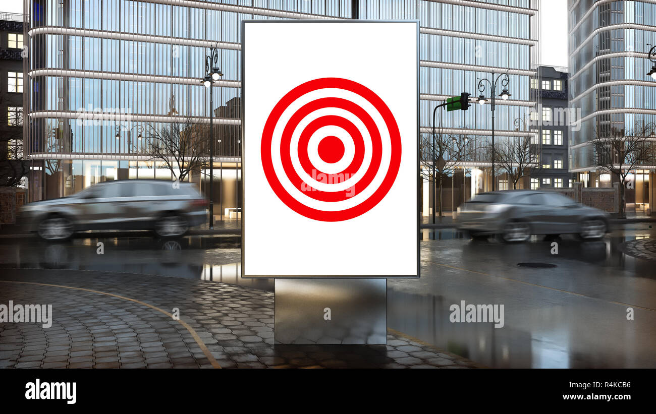 target advertising billboard on city downtown 3d rendering Stock Photo ...