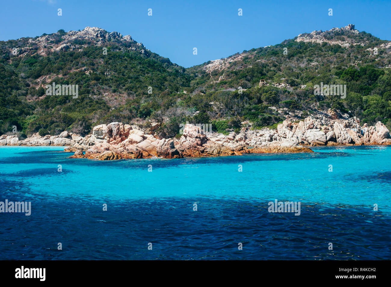 Scenic Sardinia island landscape. Italy sea coast with azure clear ...