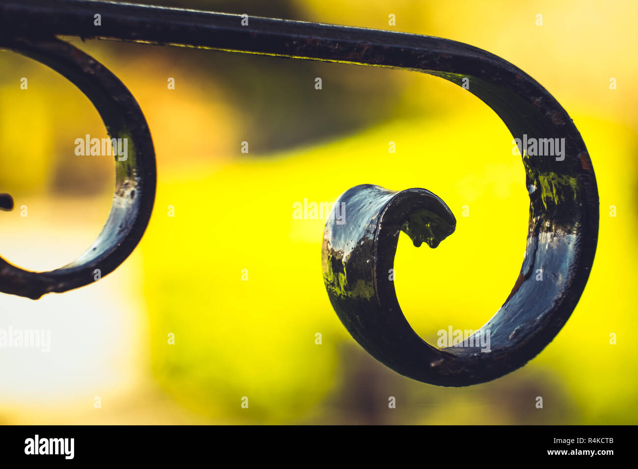 backlit curved wrought iron fence Stock Photo - Alamy