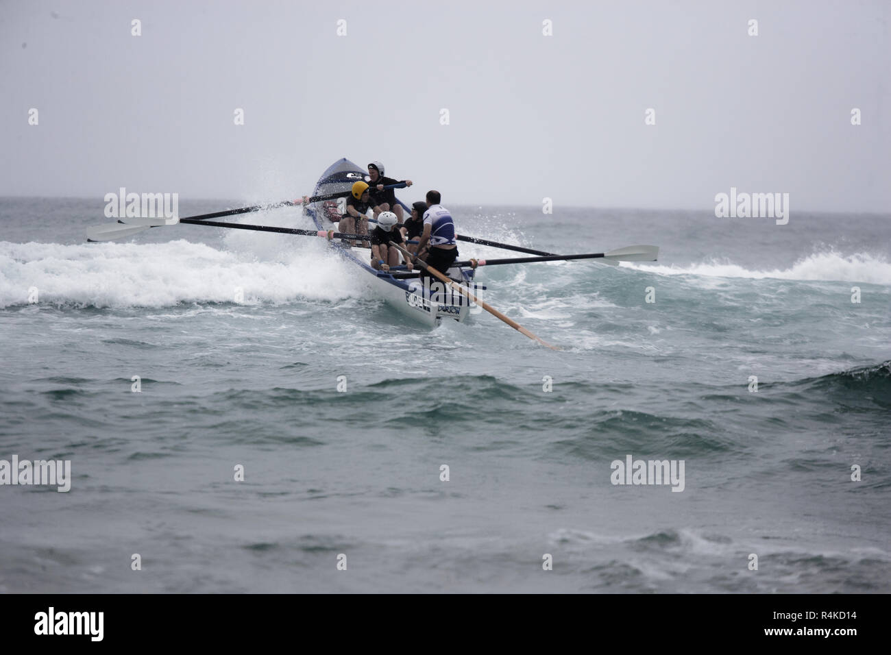 Surf Boats in action with Surf life saver crews Towan Beach, Cornwall ...