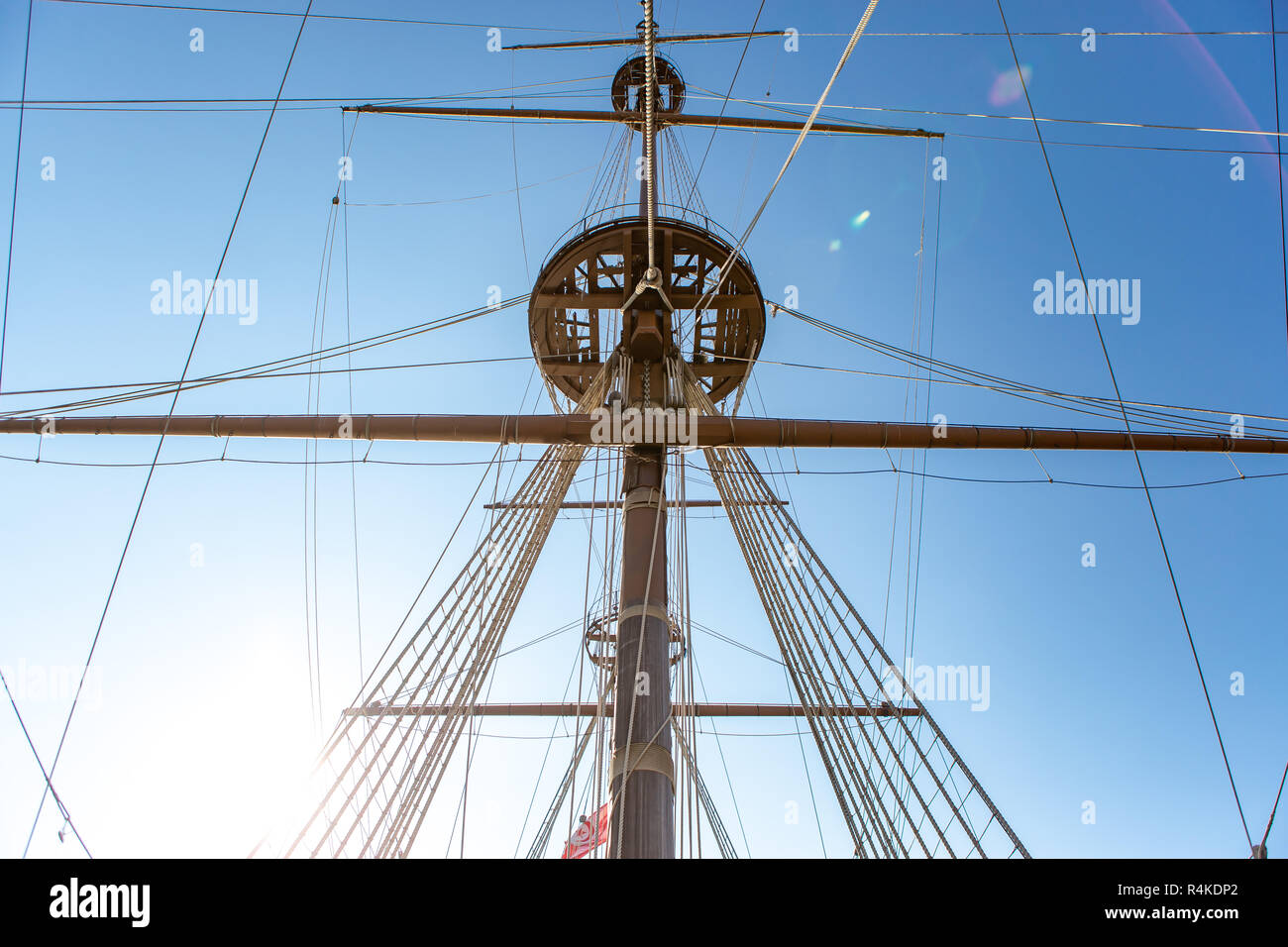 GENOVA,ITALY-13 OCTOBER,2018: Big wooden pirate ship Neptune in harbor ...