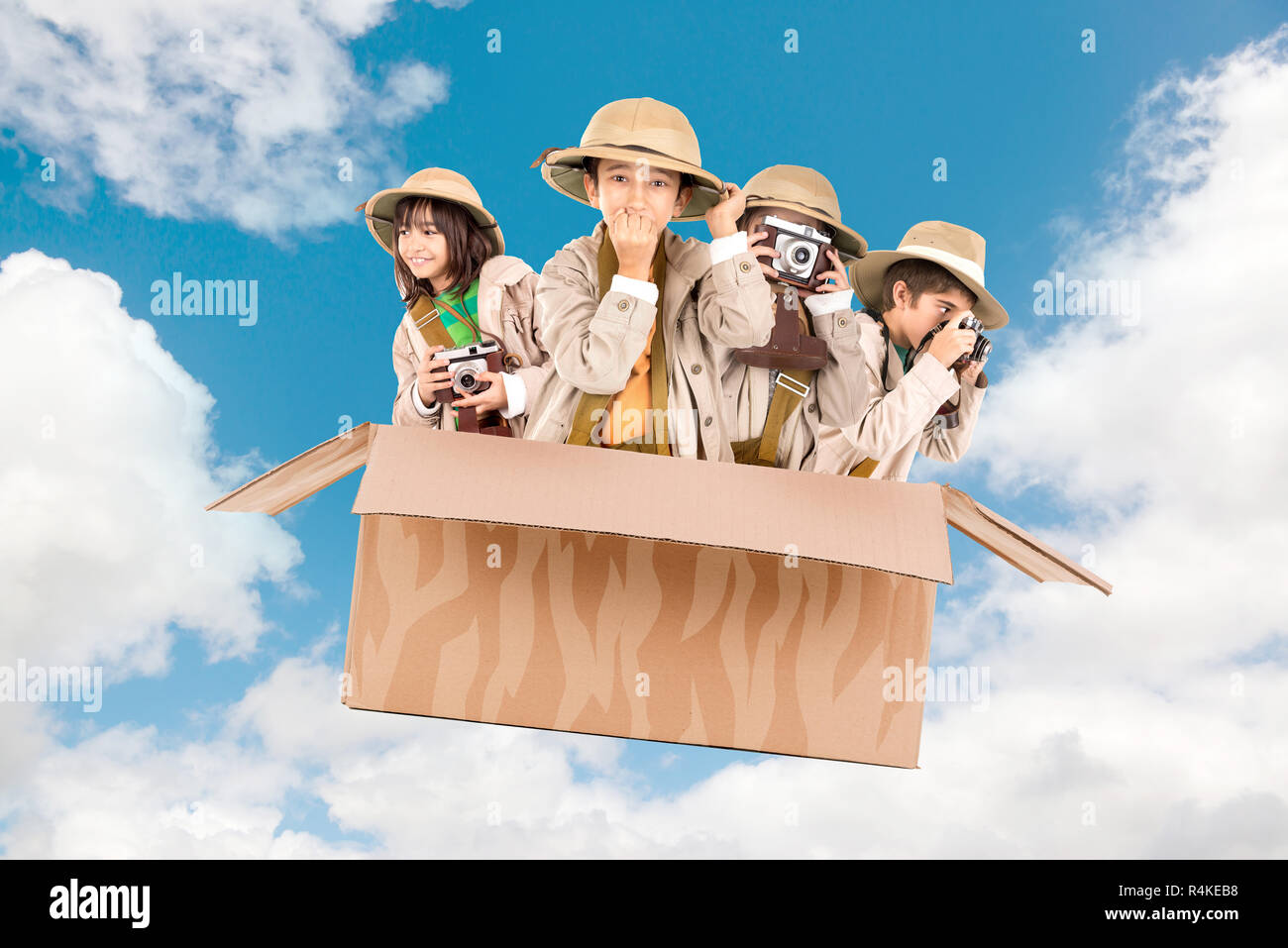 Kids in a game drive Stock Photo - Alamy