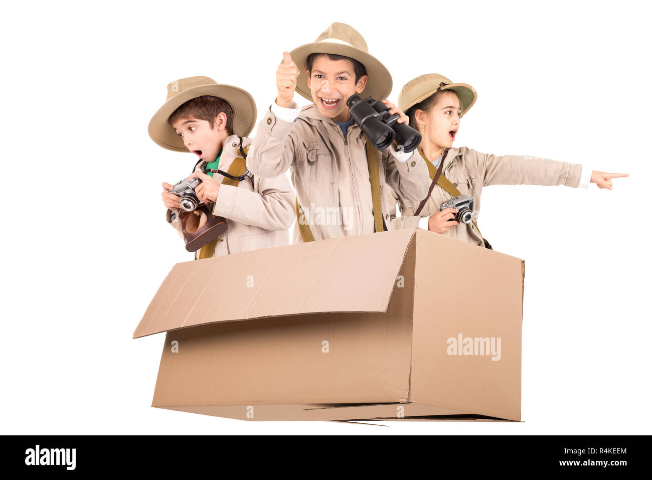 Kids in a game drive Stock Photo - Alamy