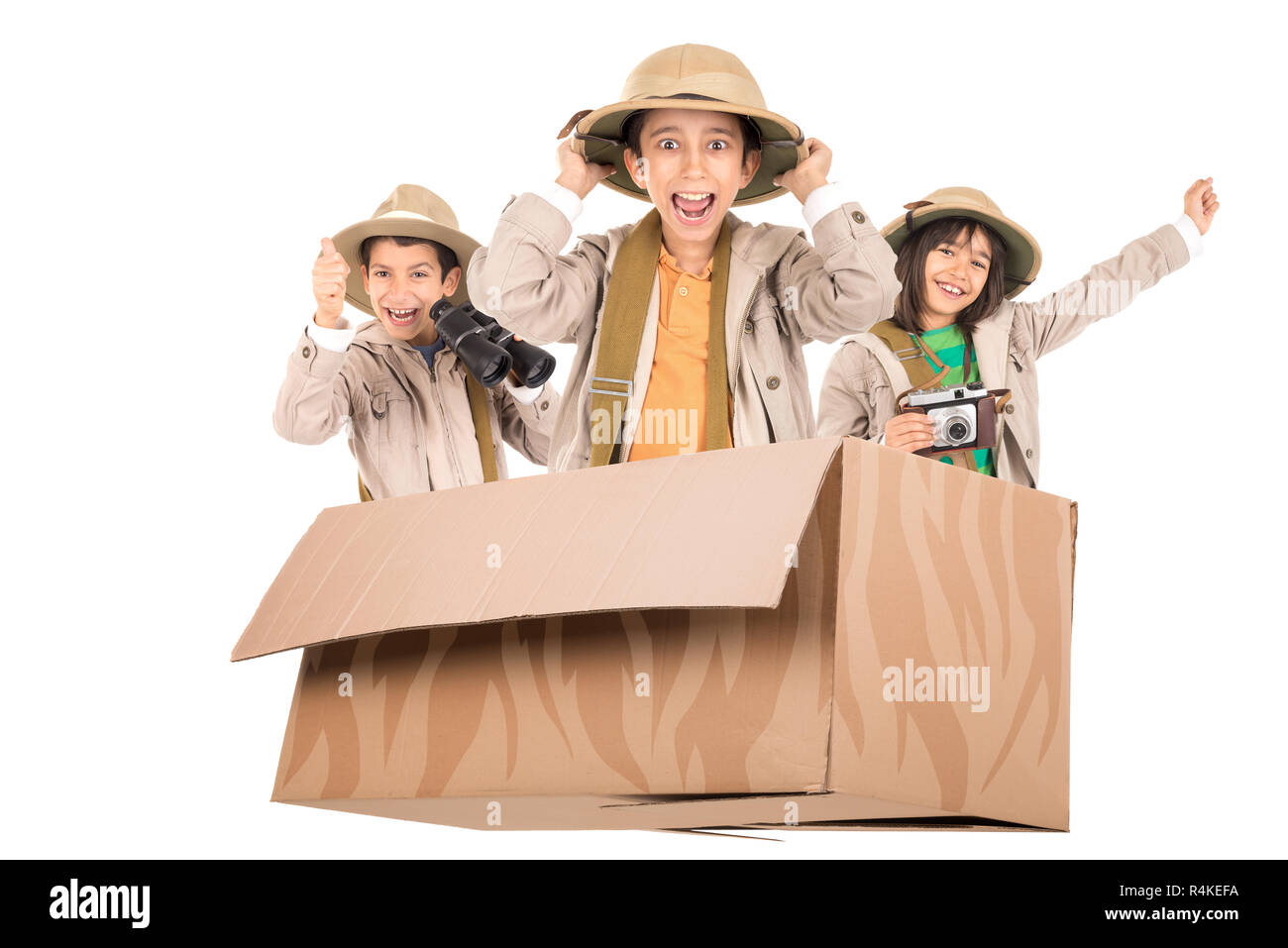 Kids in a game drive Stock Photo - Alamy