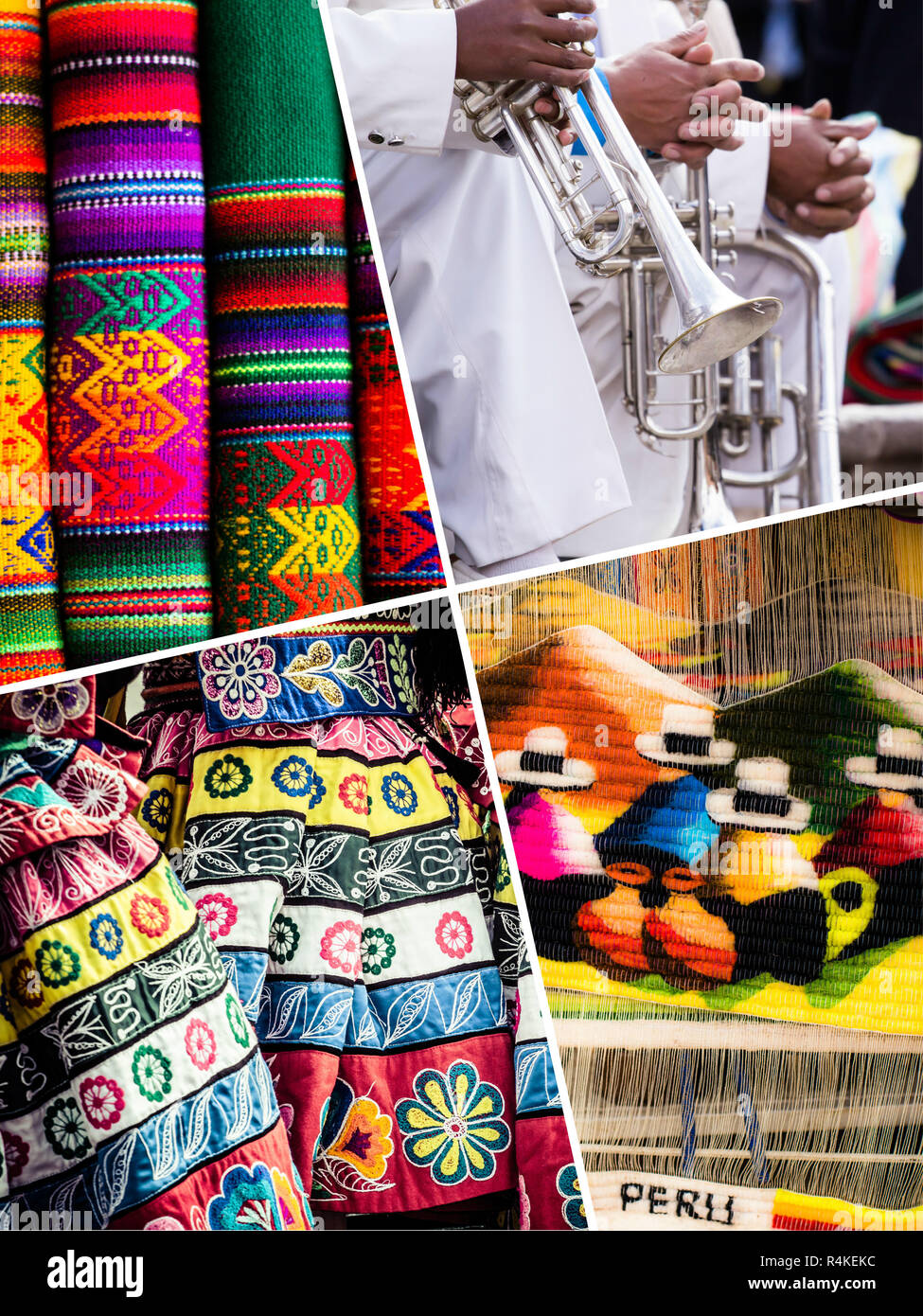Collage of Peru traditional culture images - travel background (my ...