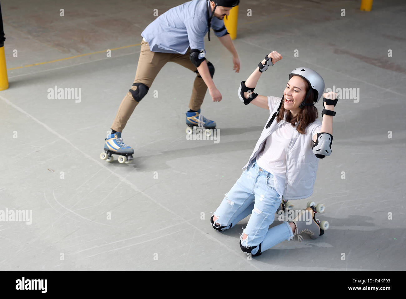 roller skates. woman on roller skates. rollerskating helmet,head ...