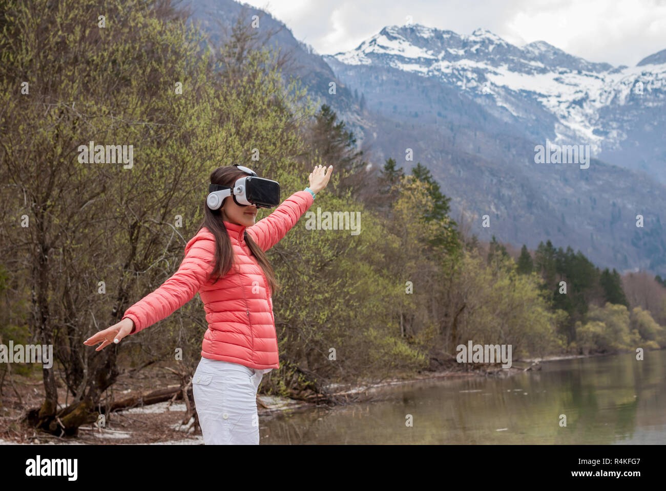 young woman in VR glasses Stock Photo - Alamy