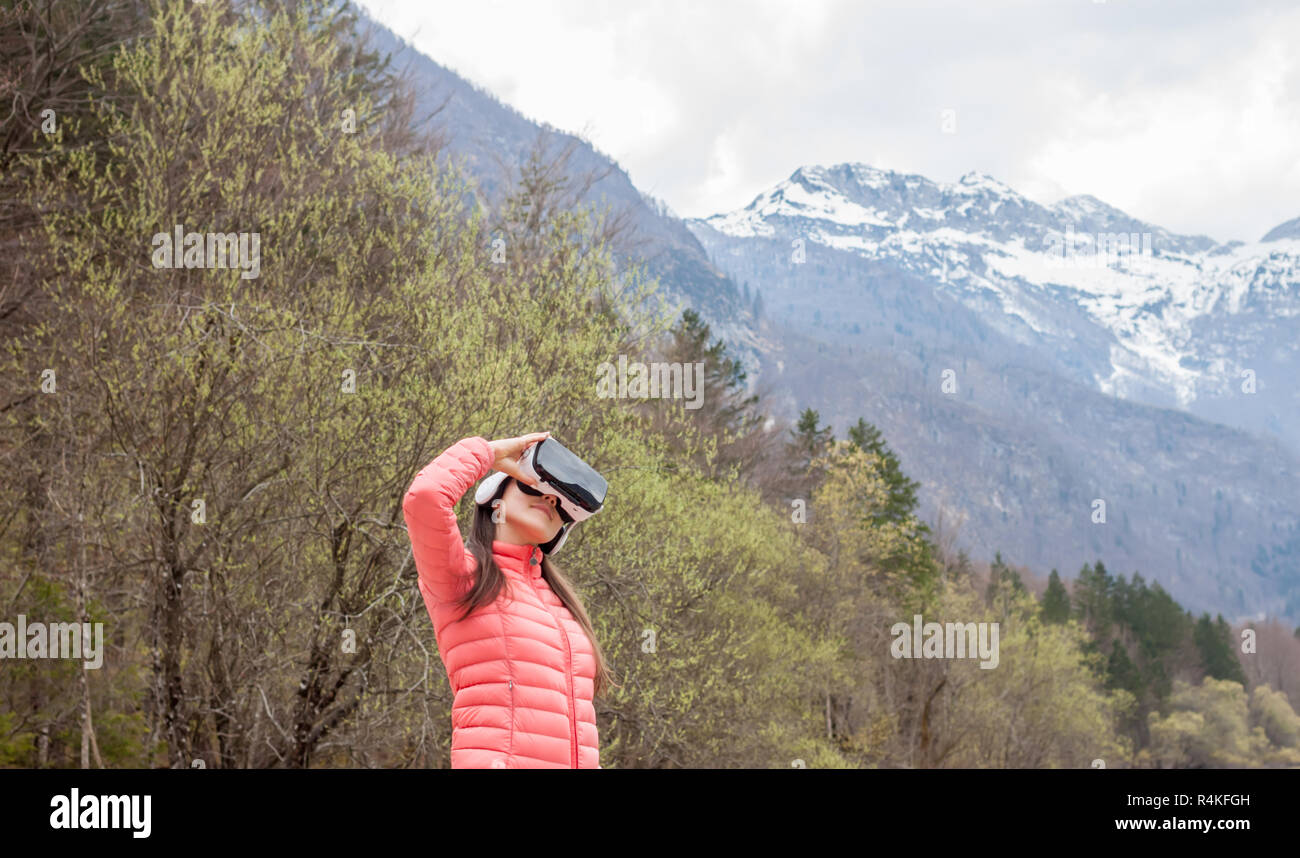 young woman in VR glasses Stock Photo - Alamy