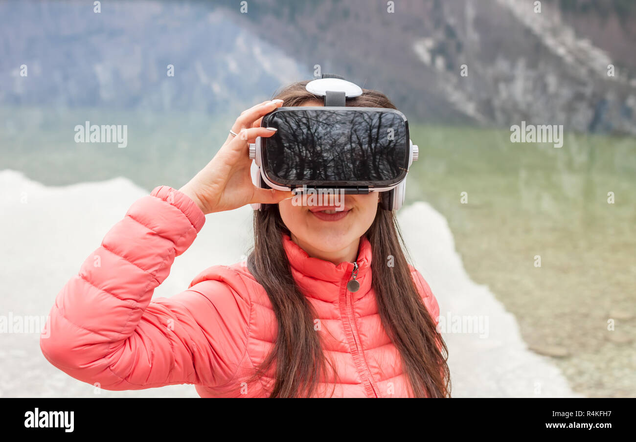 young woman in VR glasses Stock Photo - Alamy