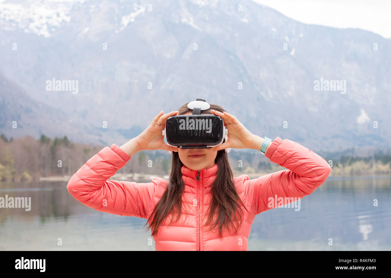 young woman in VR glasses Stock Photo - Alamy