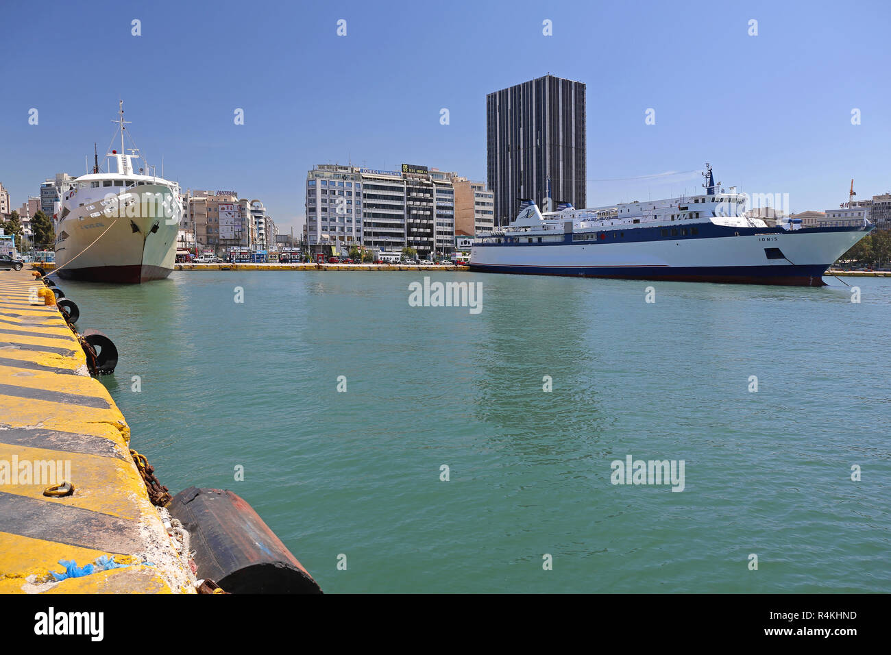 PIRAEUS, GREECE - MAY 04: Commercial Port in Piraeus on MAY 04, 2015 ...