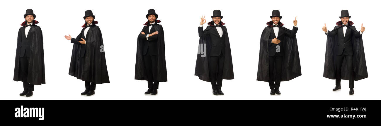 Man magician isolated on white Stock Photo - Alamy