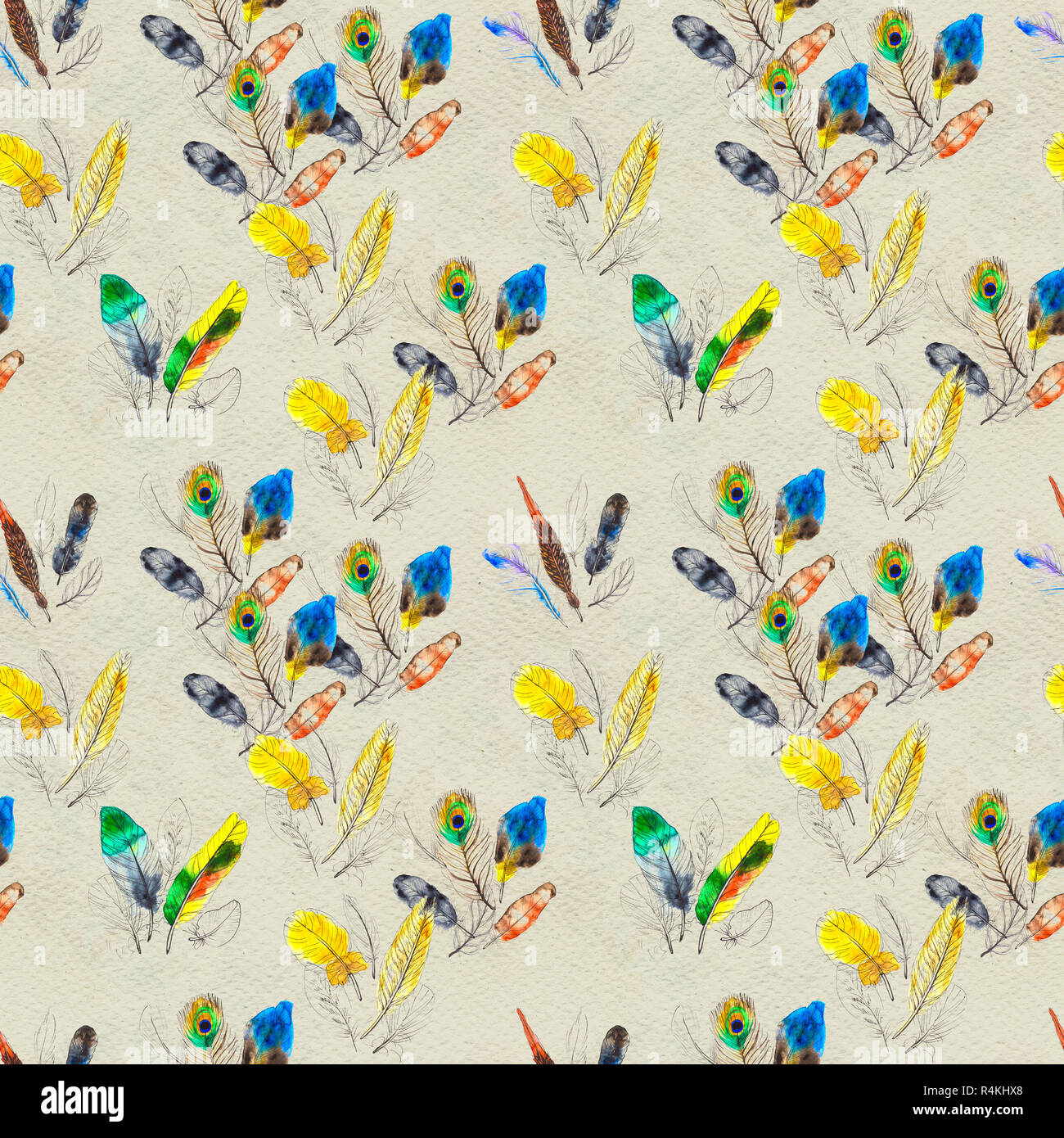 Watercolor seamless pattern. Hand painted texture with various ...