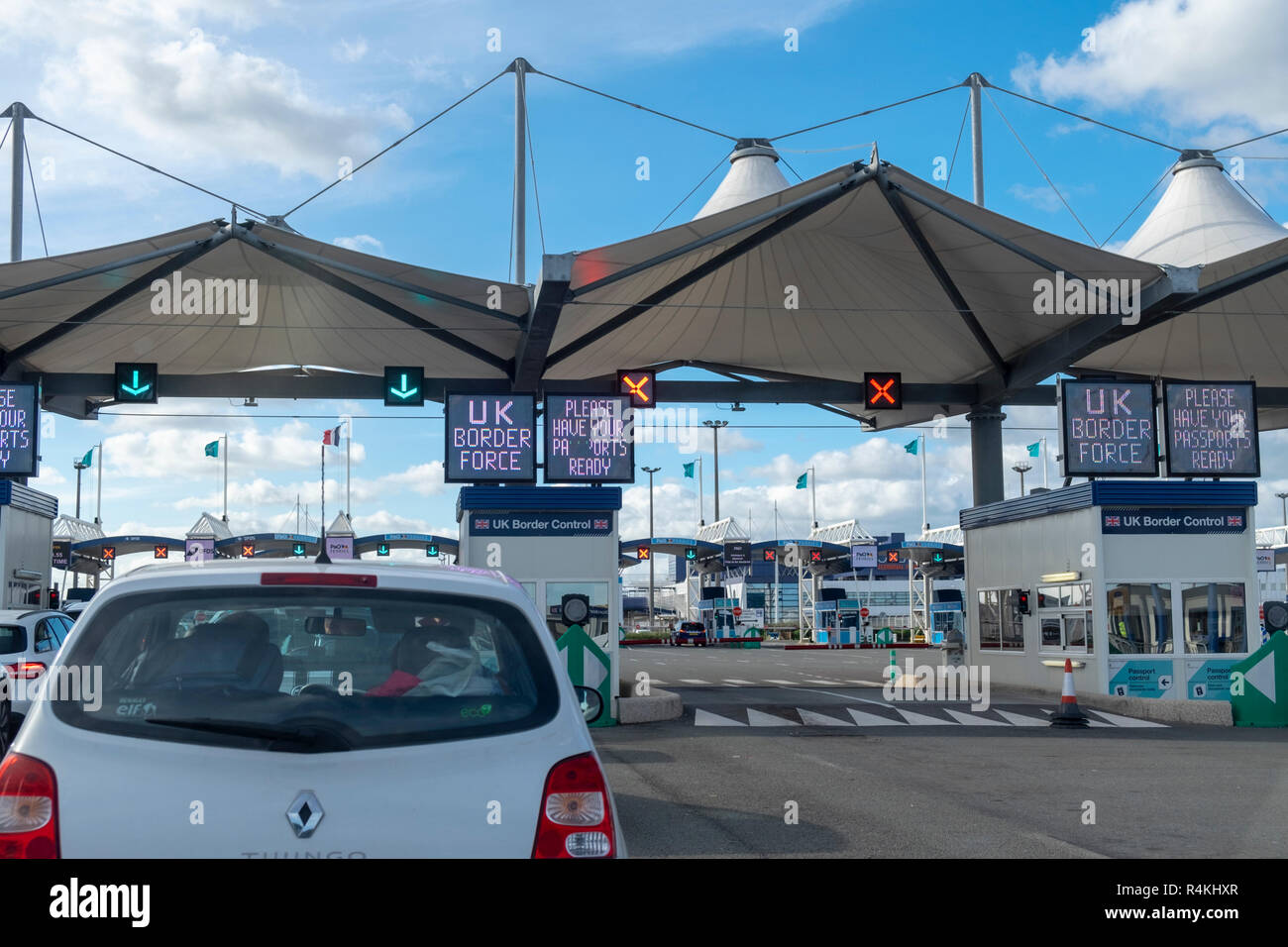 UK border post at the Port of Calais manned by Border Force, France ...