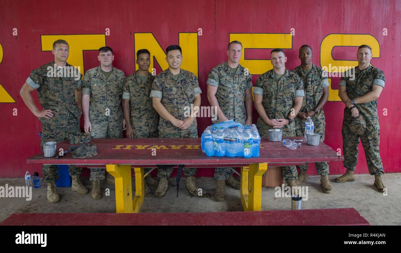 U.S. Marines with 3rd Marine Regiment, 3rd Marine Division pose for a ...