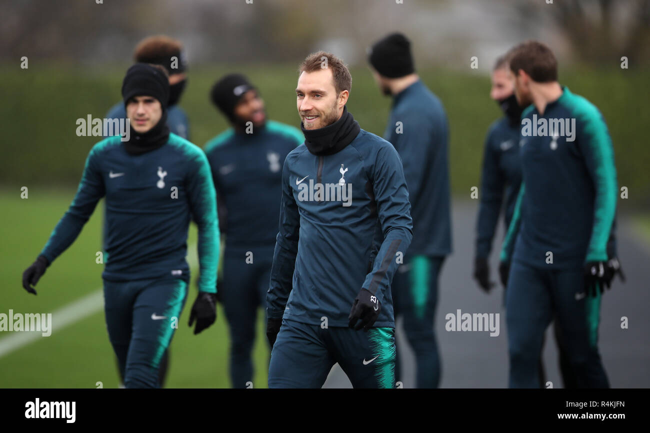 Tottenham Hotspur's Christian Eriksen (centre) during the training ...