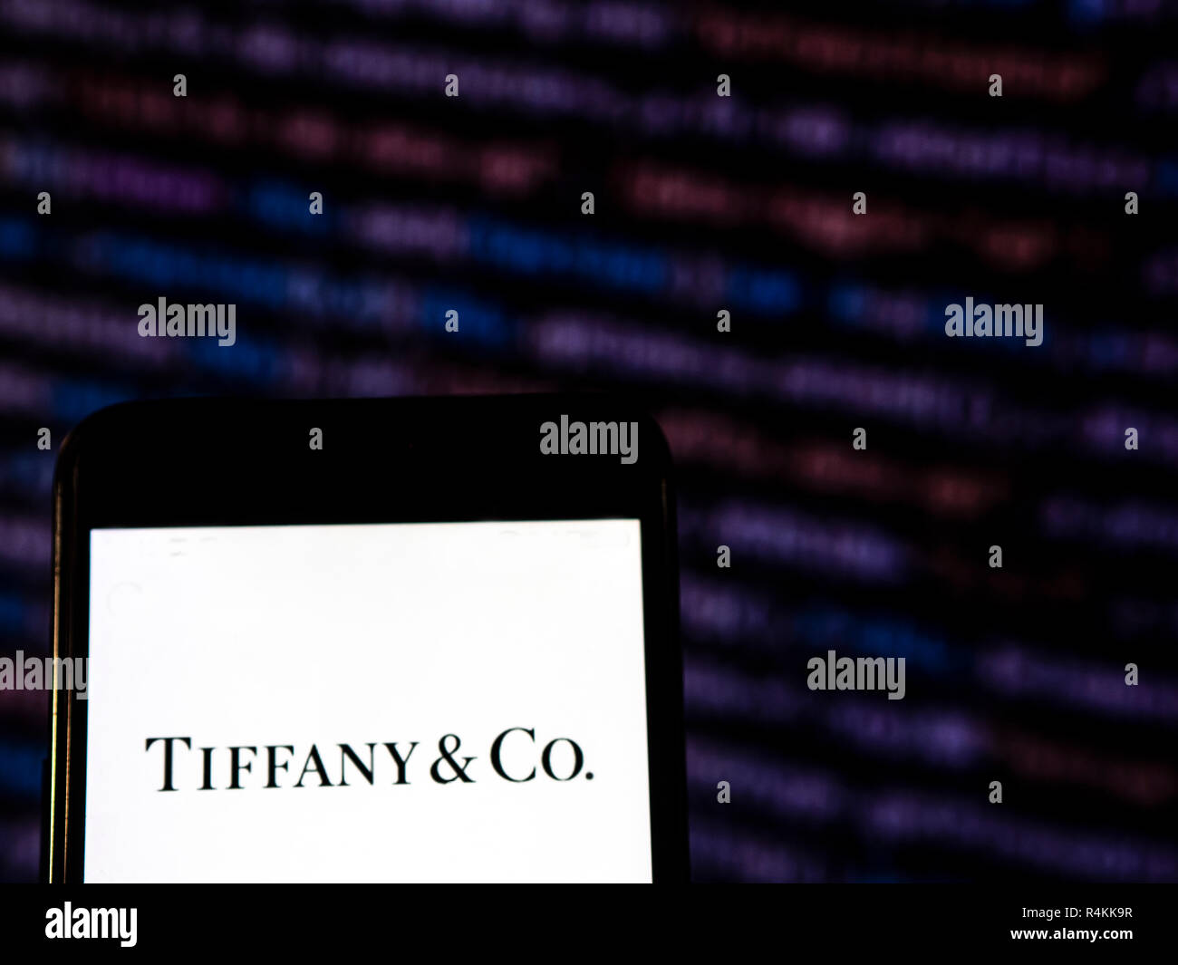 Tiffany & Co. Jewelry company logo seen displayed on smart phone Stock ...