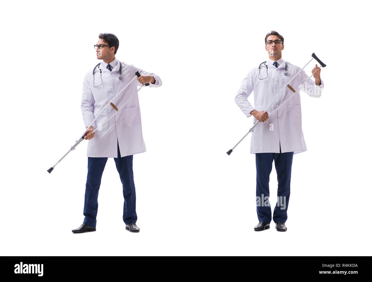Young doctor physician standing walking isolated on white background ...