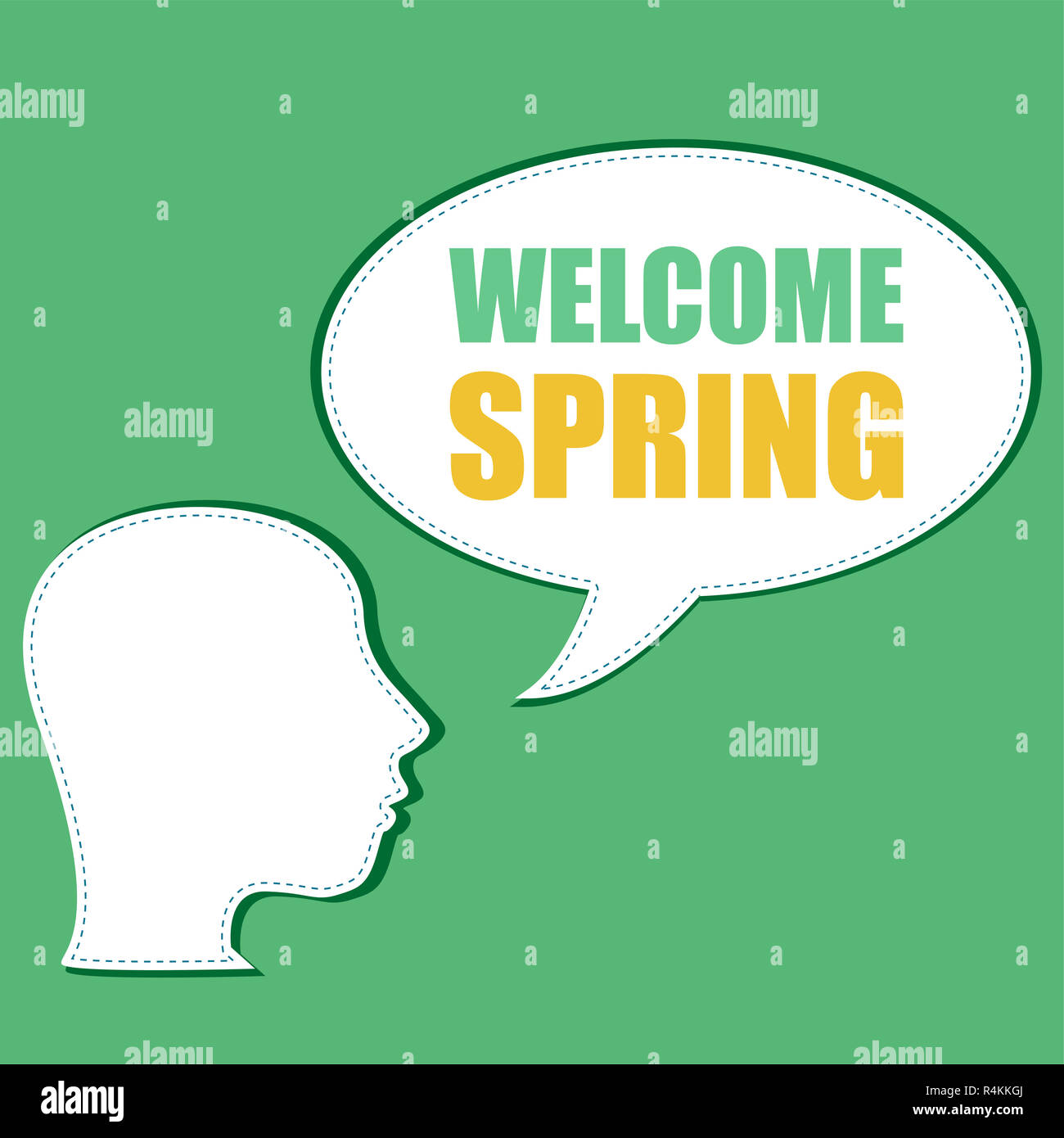 Welcome spring words on holiday card Stock Photo - Alamy