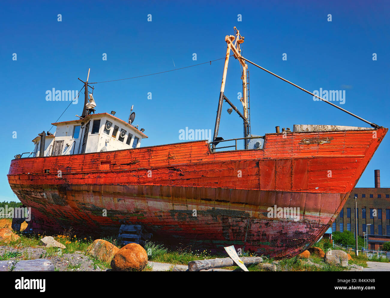 Old red fishing boat in the harbor Peenemünde Stock Photo - Alamy