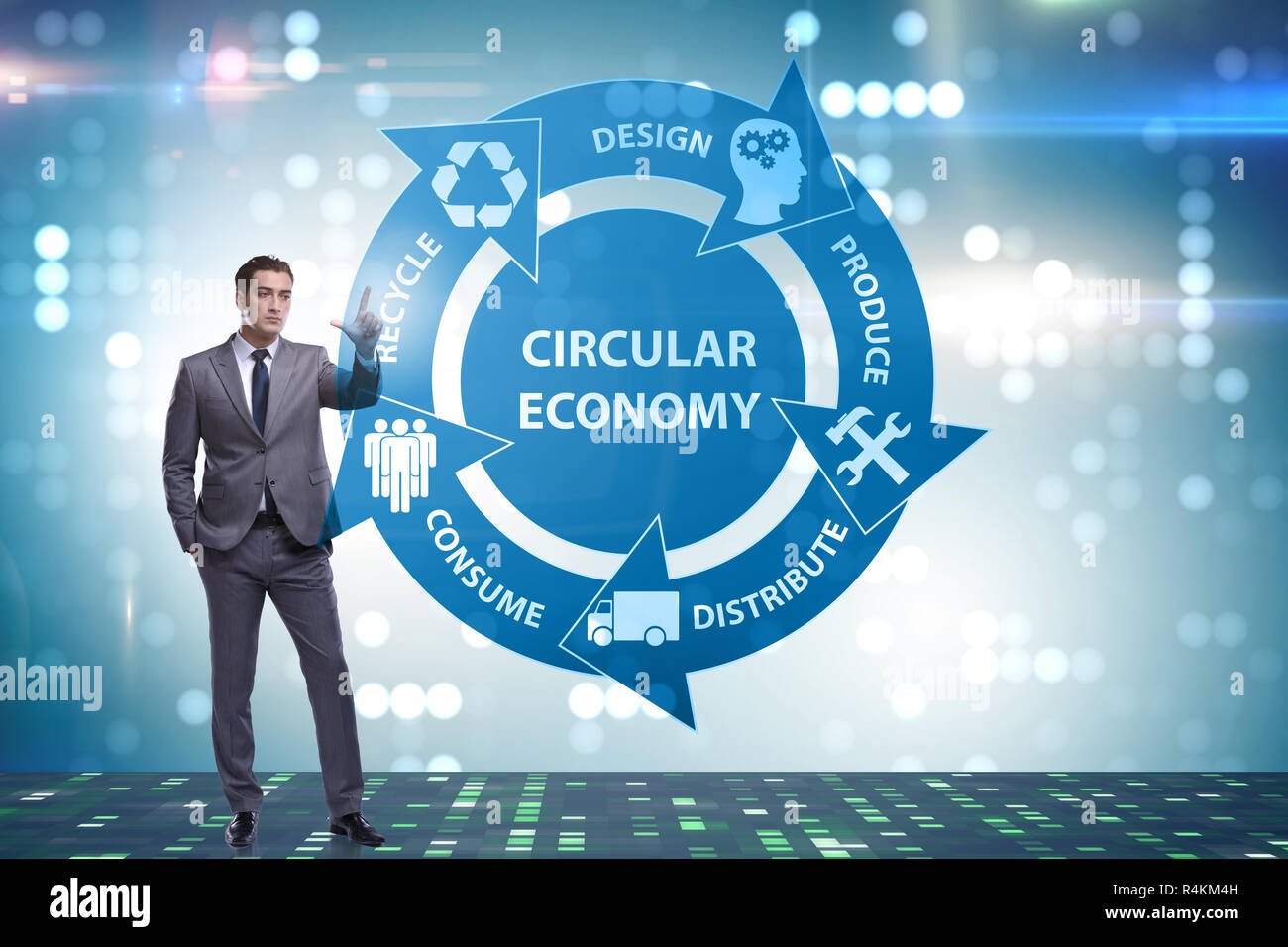 Concept of circular economy with businessman Stock Photo - Alamy
