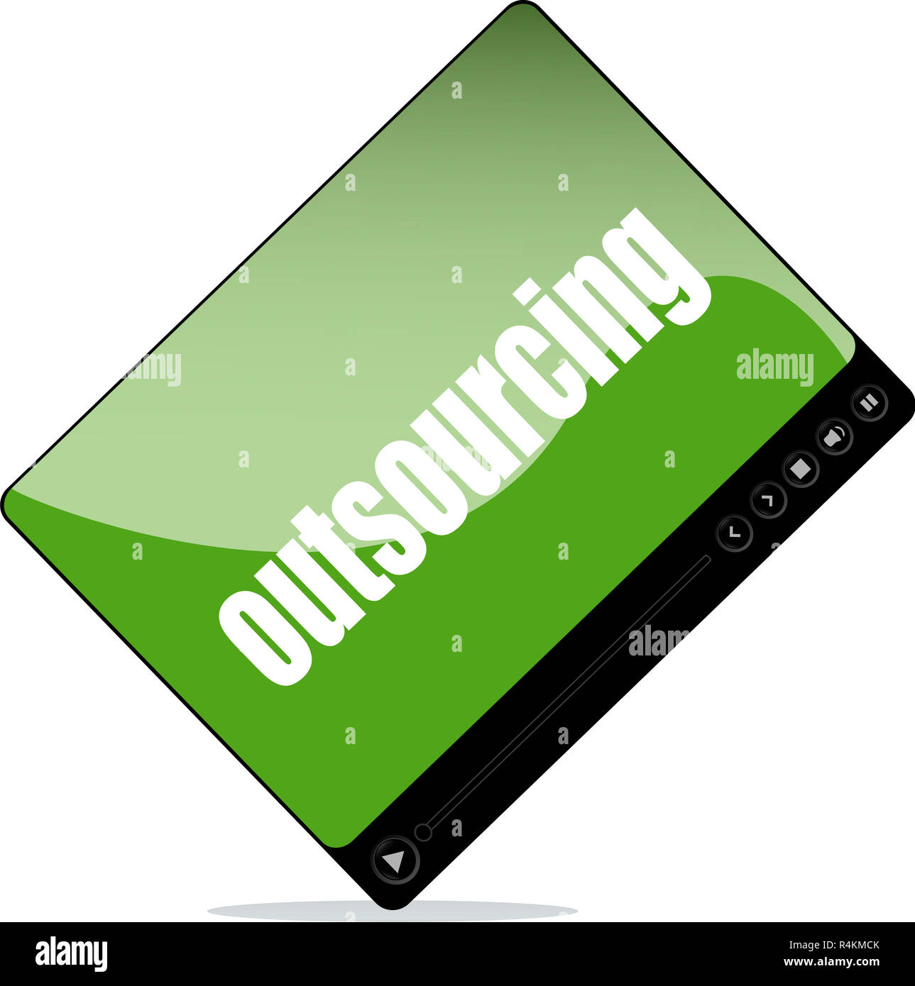 Video player for web with outsourcing word Stock Photo - Alamy