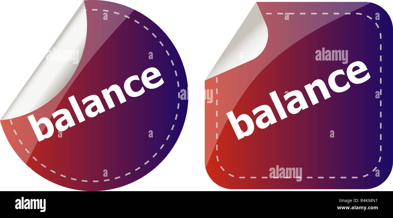 balance word on stickers button set, label, business concept Stock ...