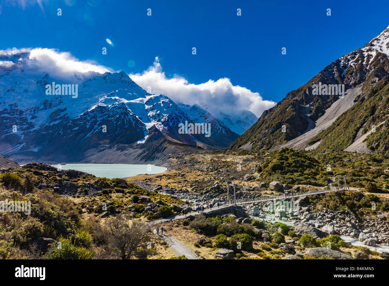 Mouintains in Hooker Valley Track in Aoraki National Park, New Zealand ...