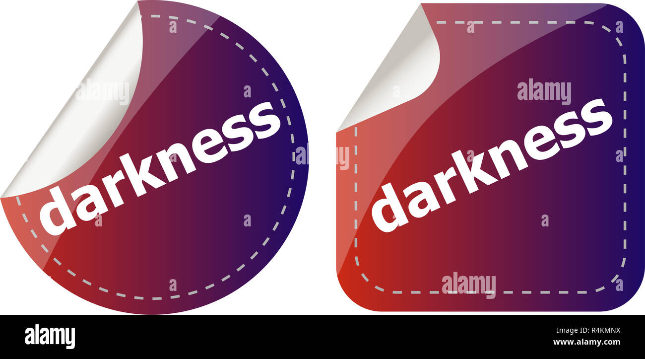 darkness word stickers web button set, label, icon Stock Photo - Alamy