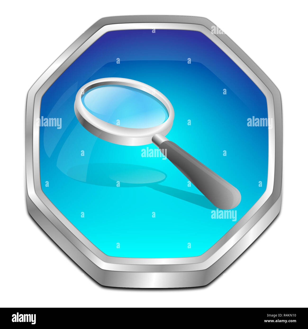 blue magnifying glass button - 3D illustration Stock Photo - Alamy