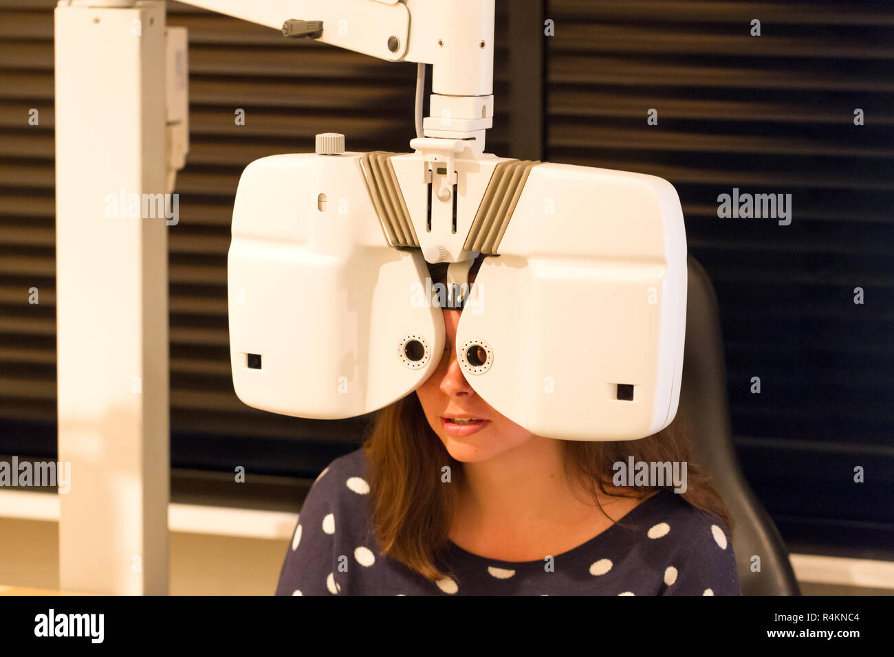 Optometrist doing sight testing for patient - the Netherlands Stock ...