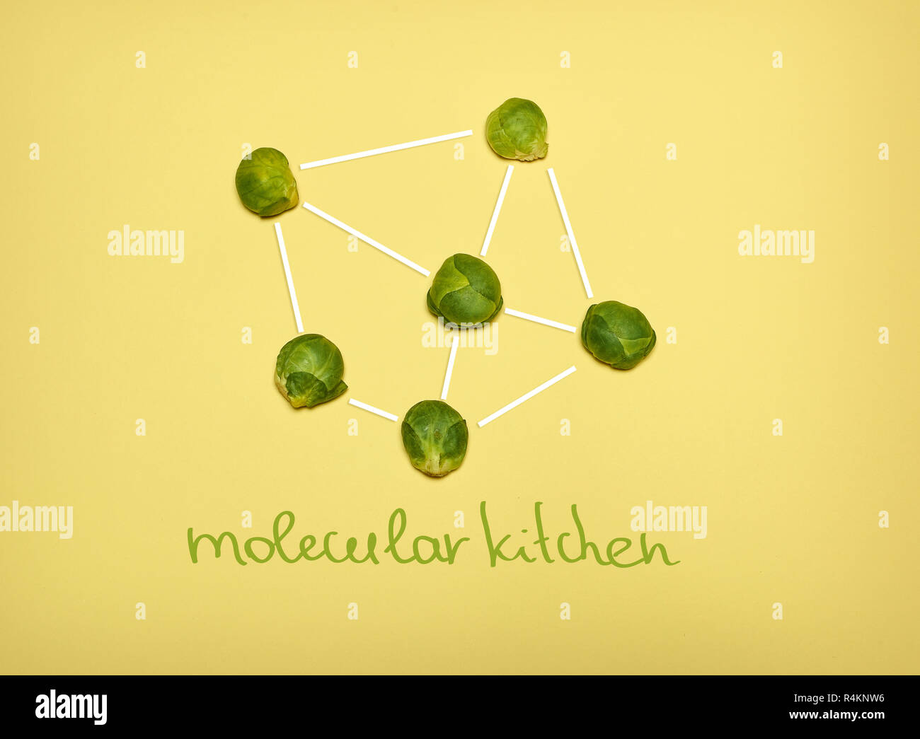 The pop art collage of Chemical molecule structure and fresh Brussels ...