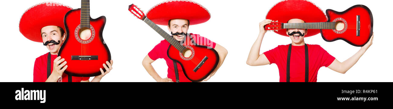 Mexican guitar player isolated on the white Stock Photo - Alamy
