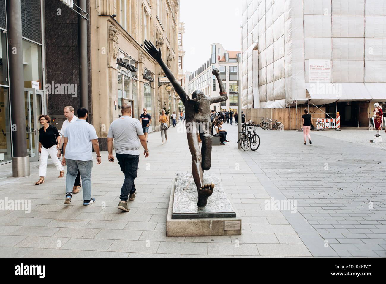 Germany, Leipzig, September 6, 2018: The statue is called Step of the ...