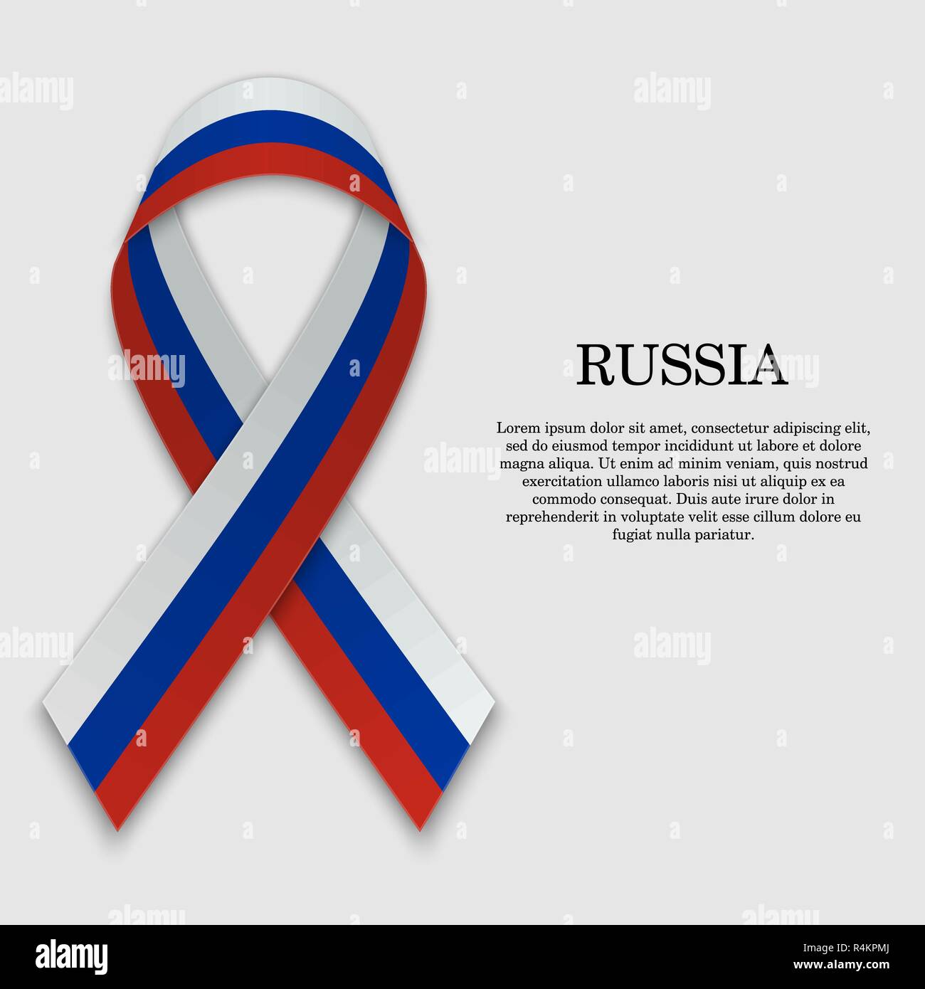 Flag of Russia on stripe ribbon isolated on white background. Template ...