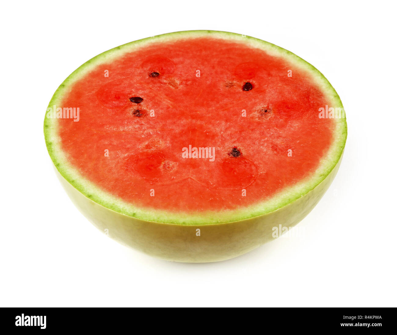 Close up half of fresh red ripe juicy watermelon cut isolated on white ...