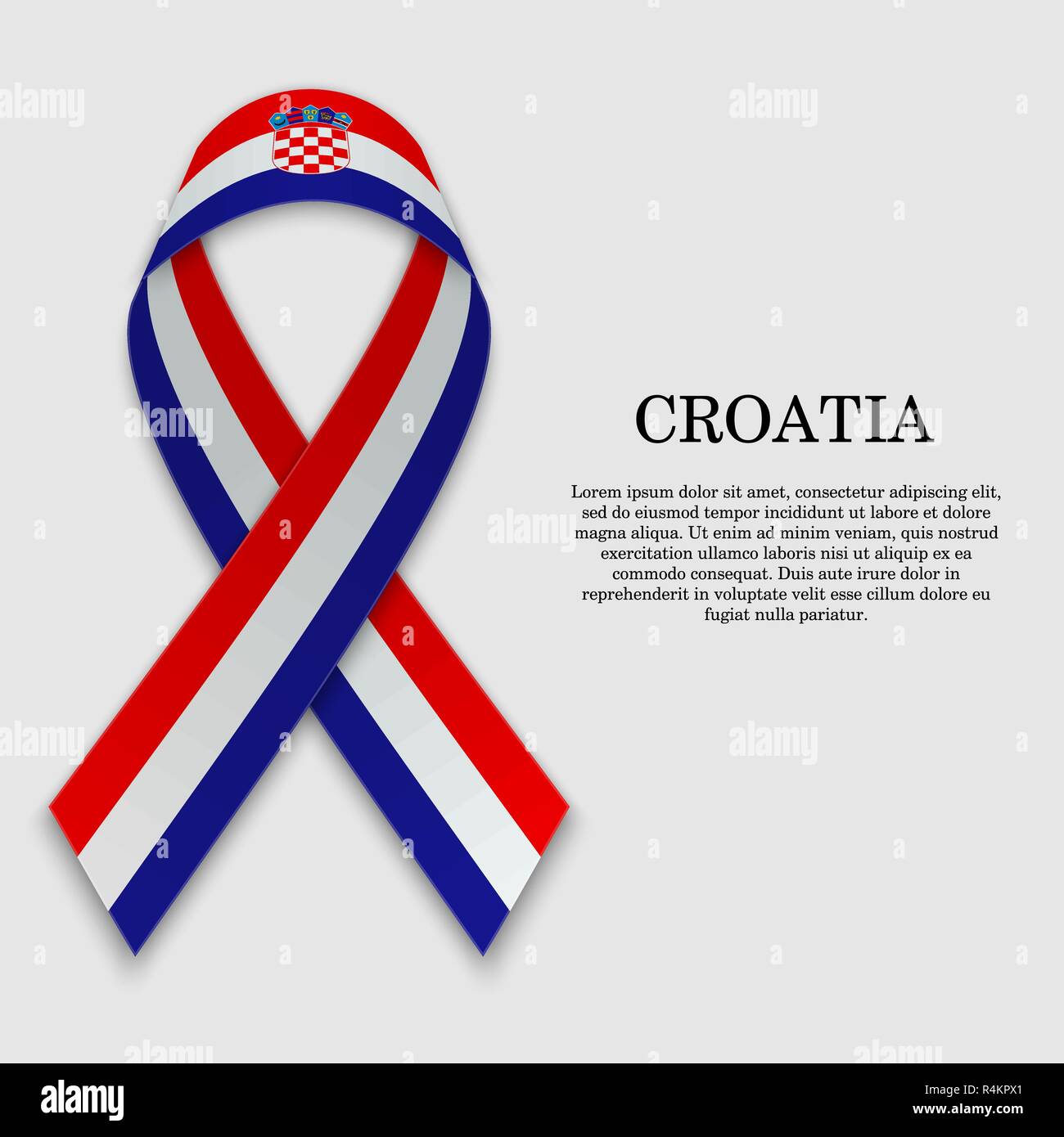Flag of Croatia on stripe ribbon isolated on white background. Template ...