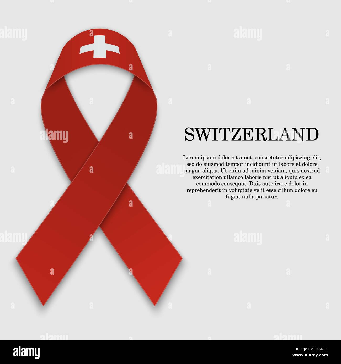 Flag of Switzerland on stripe ribbon isolated on white background ...