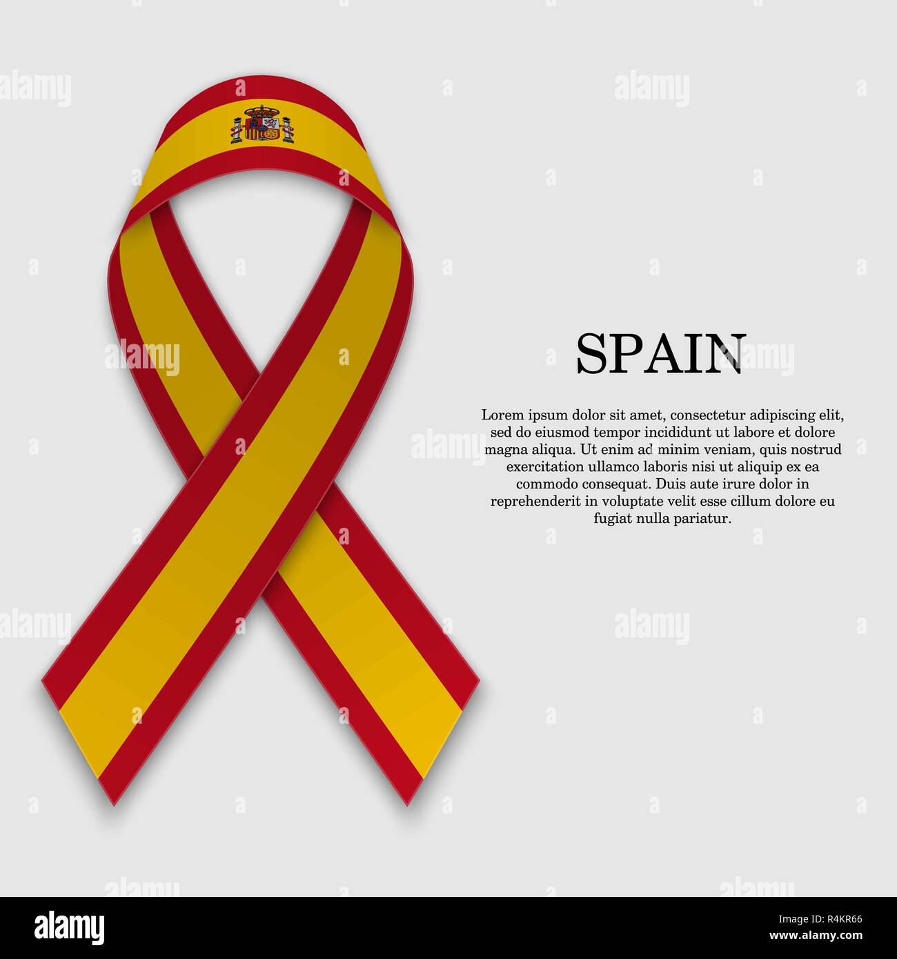 Flag of Spain on stripe ribbon isolated on white background. Template ...